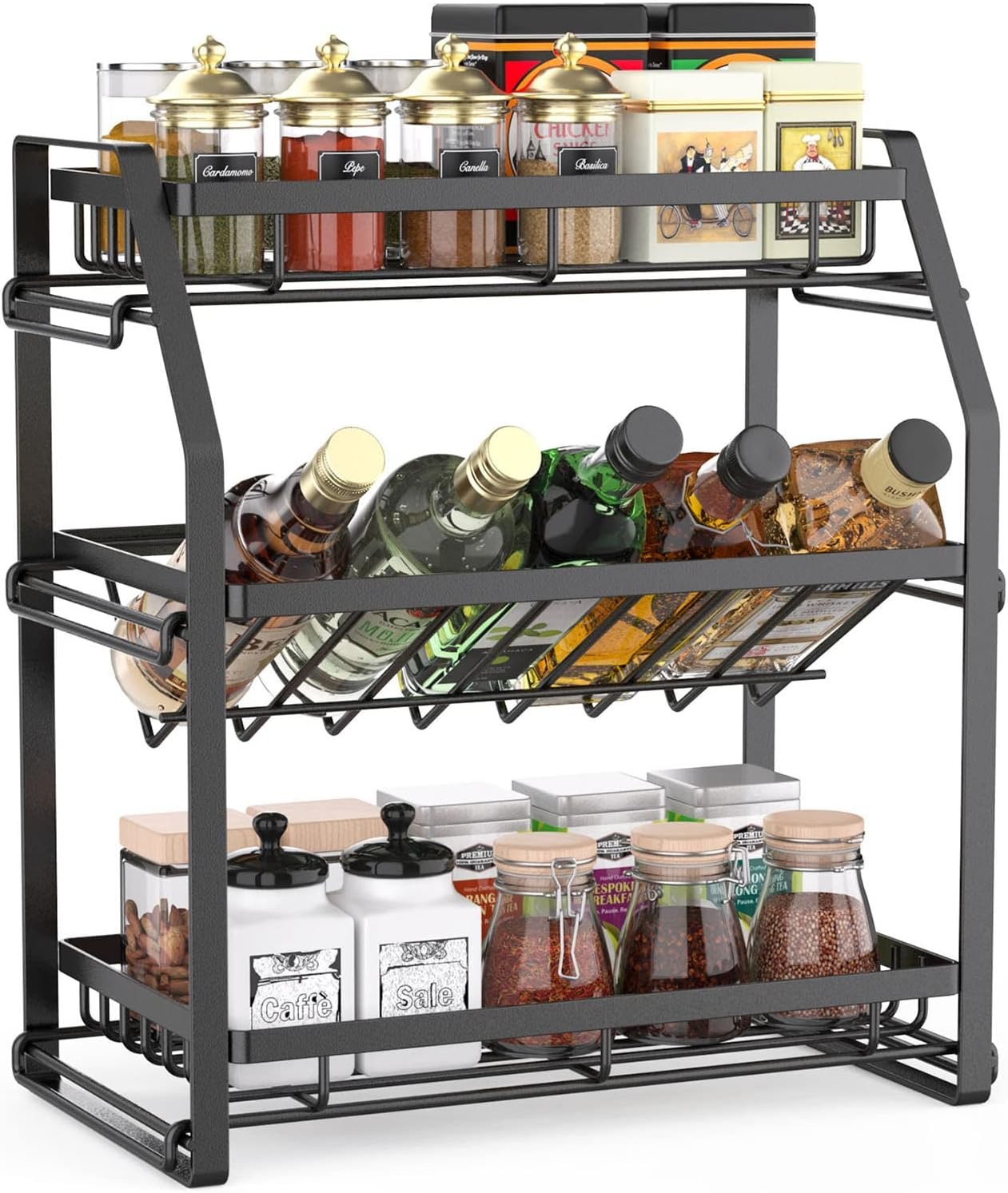 Spice Rack Organizer, 3-Tier Seasoning Organizer, Kitchen Spice Shelf ...